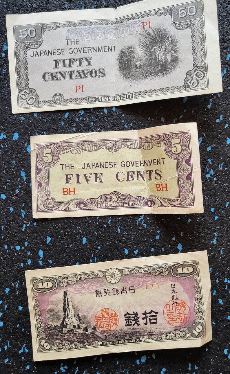 Misc WII Japanese Paper Money-set of 3 - Etsy