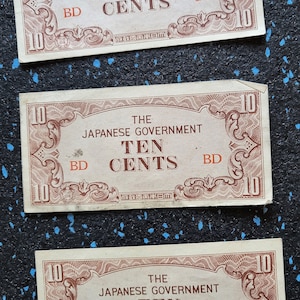 Set (#3) of WWII Japanese Government 10 Cent Paper Currency - Etsy