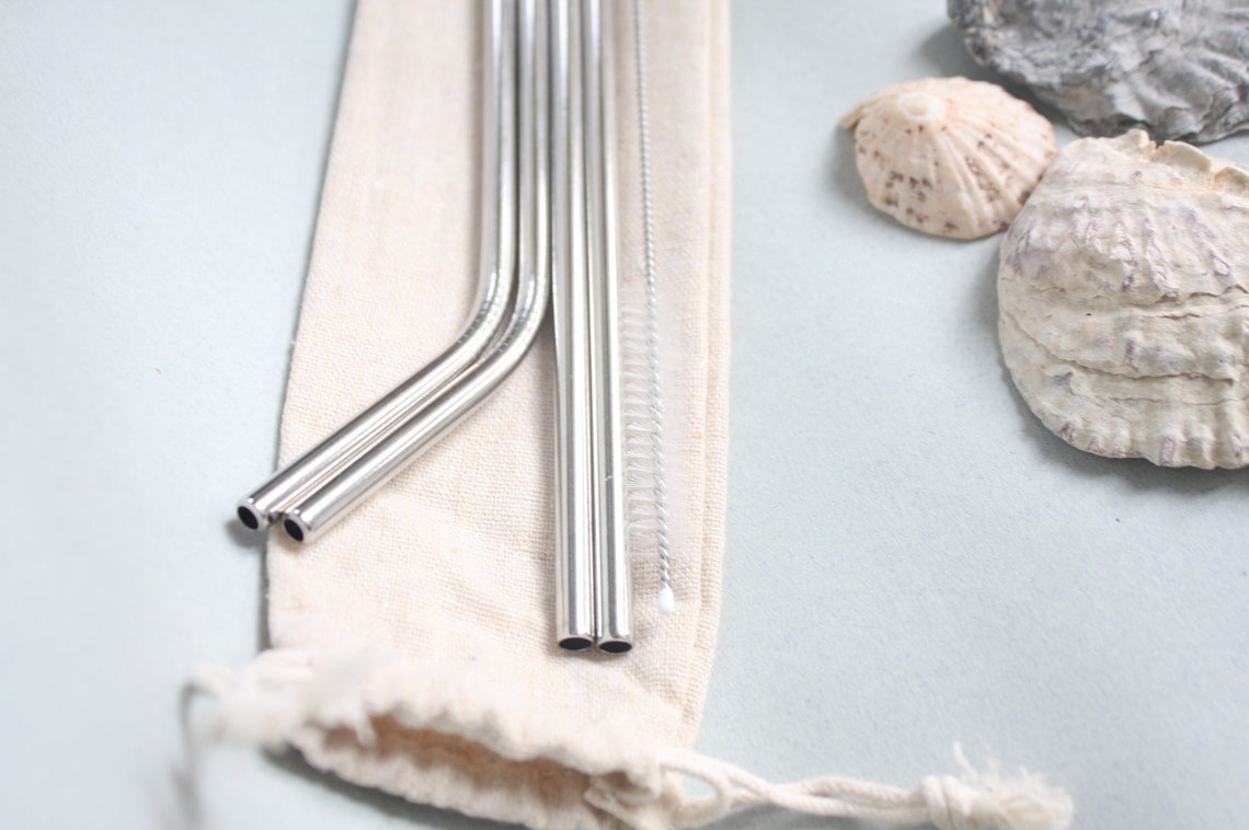 Set of 4 Eco Reusable Stainless Steel Mixed Straws and Straw | Etsy