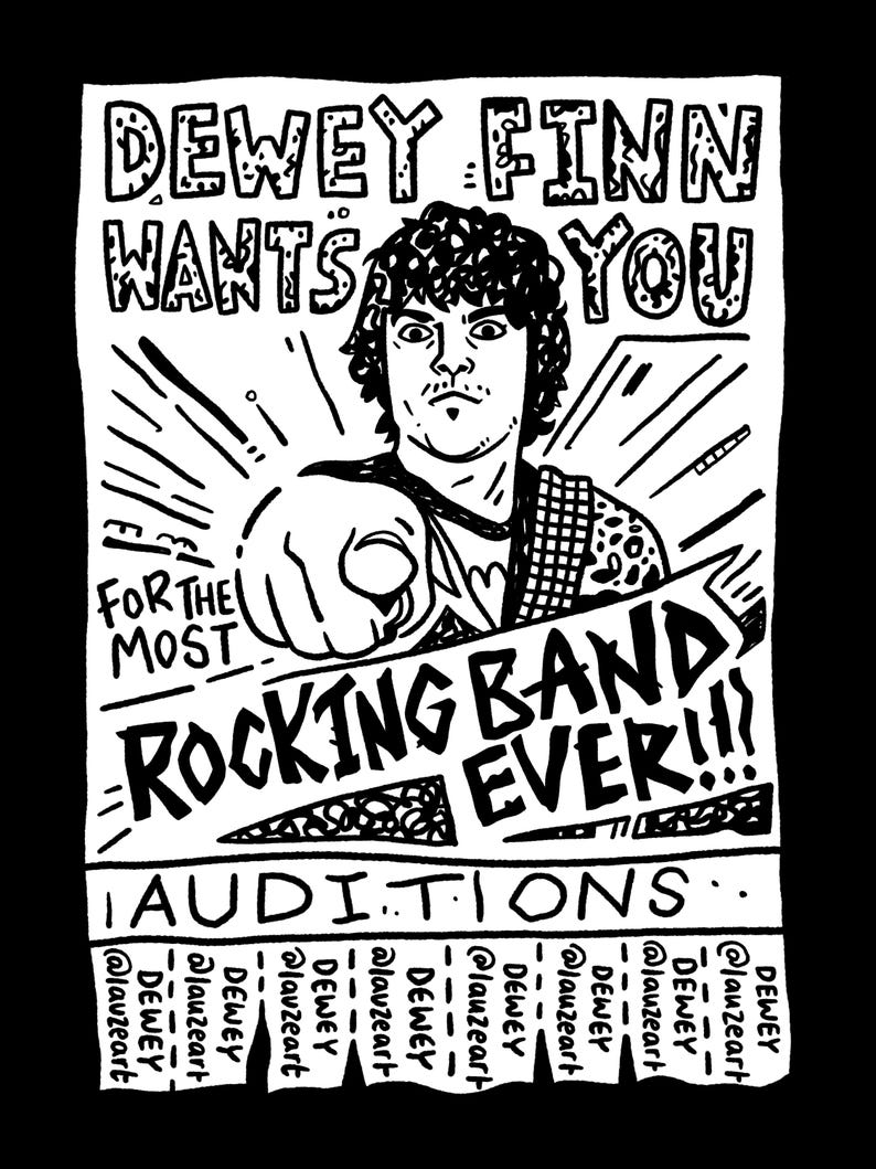 Dewey Finn School of Rock A4 Illustrated Print - Etsy