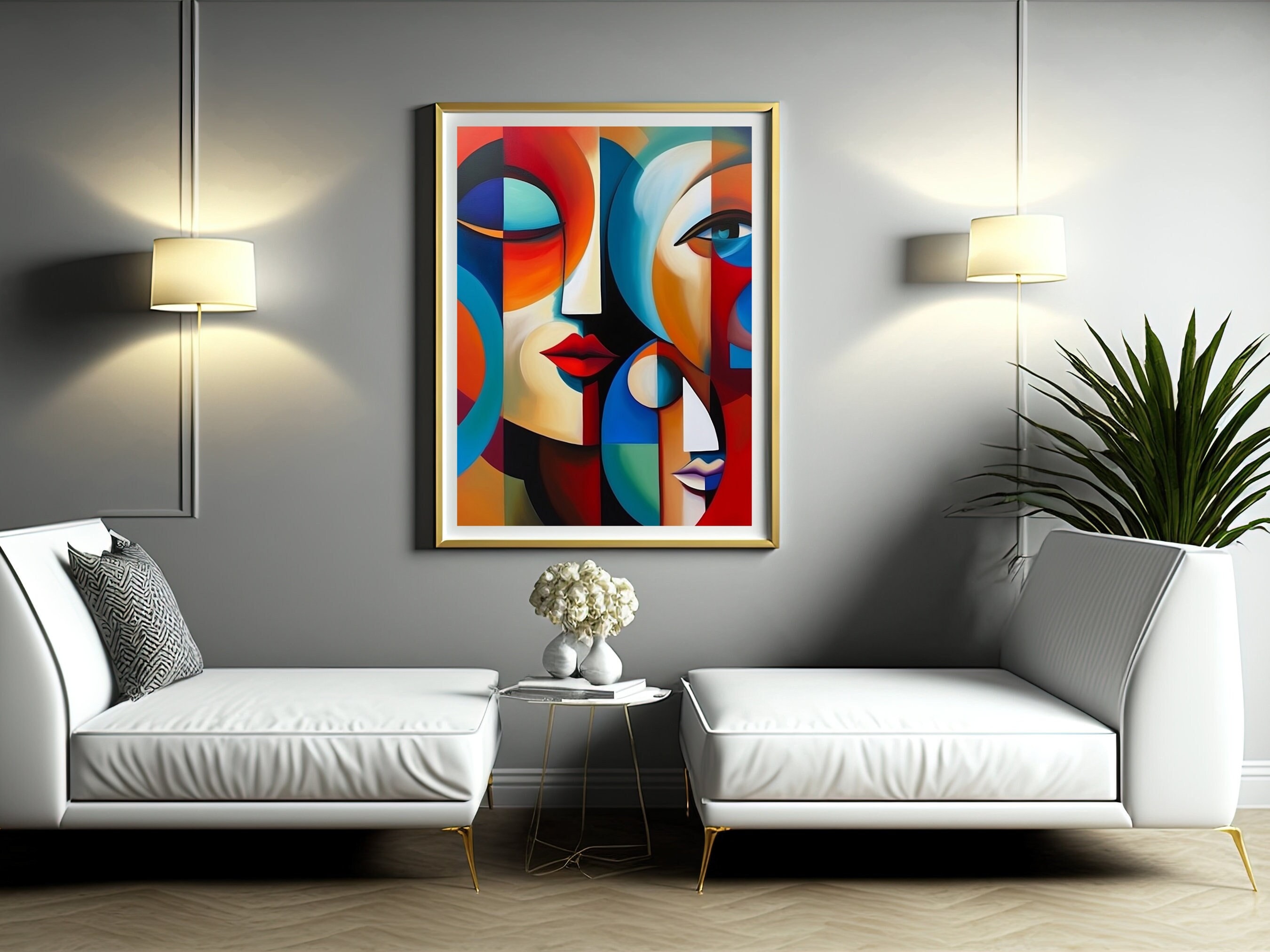 Abstract Faces Painting, Abstract Art Figurative, Abstract Face Print ...