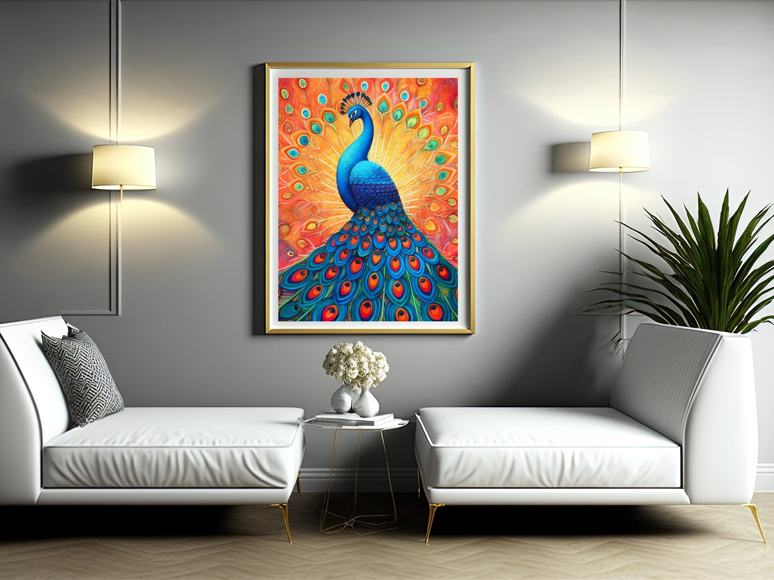 Peacock Wall Printable, Peacock Painting, Peacock Decoration, Peacock ...