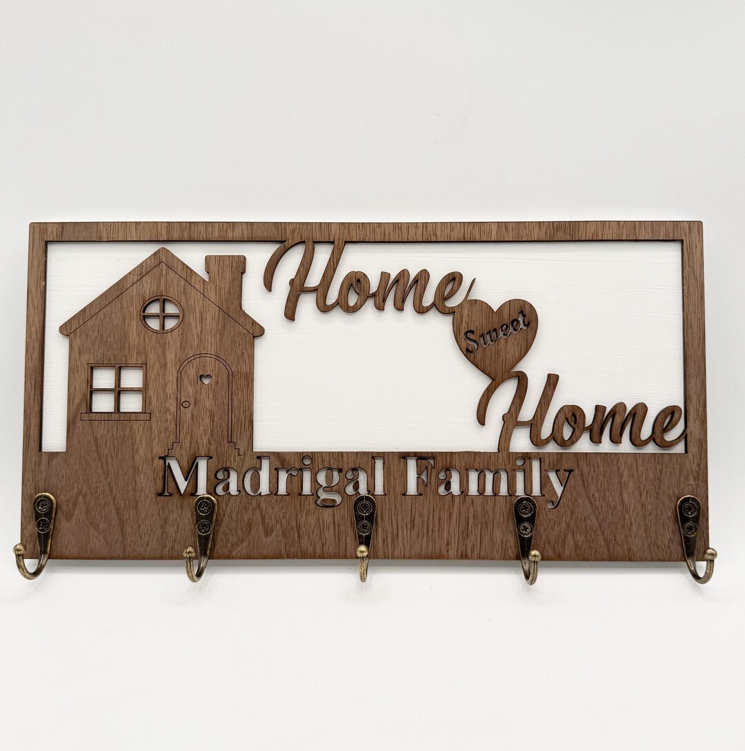 Personalized Home Sweet Home Key Holder Coat Hanger Home Entryway ...