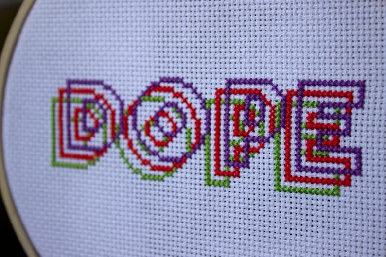 Dope Cross Stitch Pattern. Modern Cross Stitch, Hipster, Retro, Neon ...