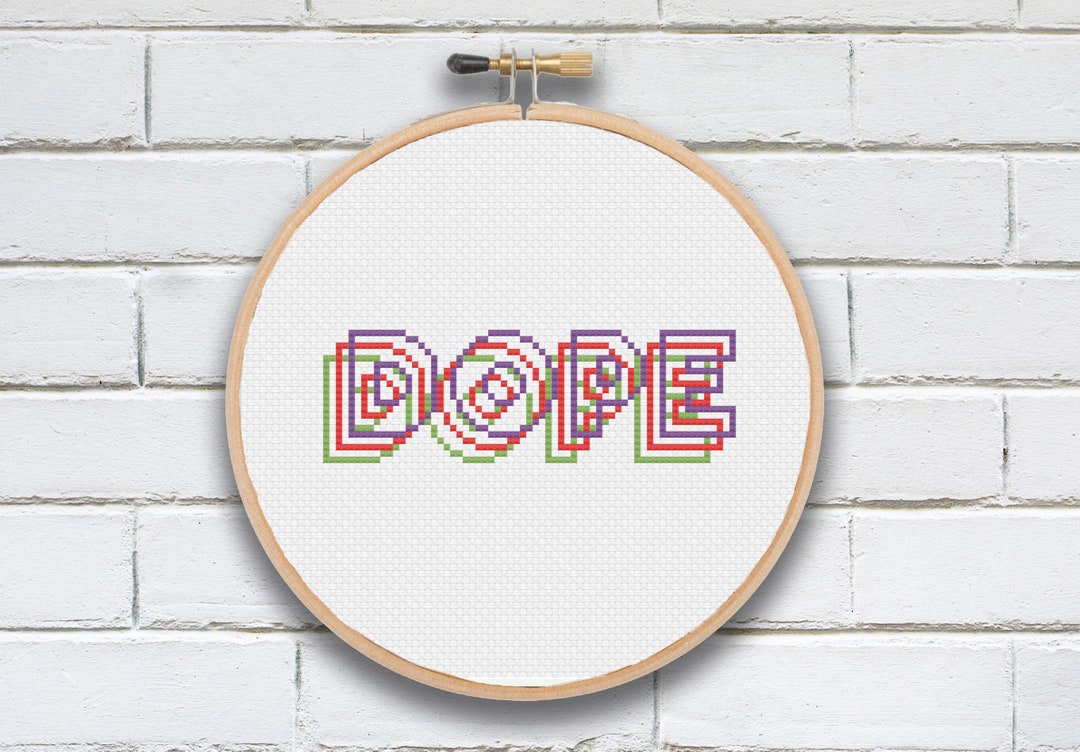 Dope Cross Stitch Pattern. Modern Cross Stitch, Hipster, Retro, Neon ...