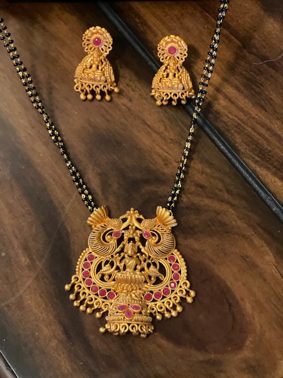 Temple Jewellery Lakshmi Mangalsutra Set Etsy
