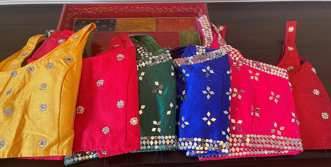 Womens Mirror Work Saree Blouses - Etsy