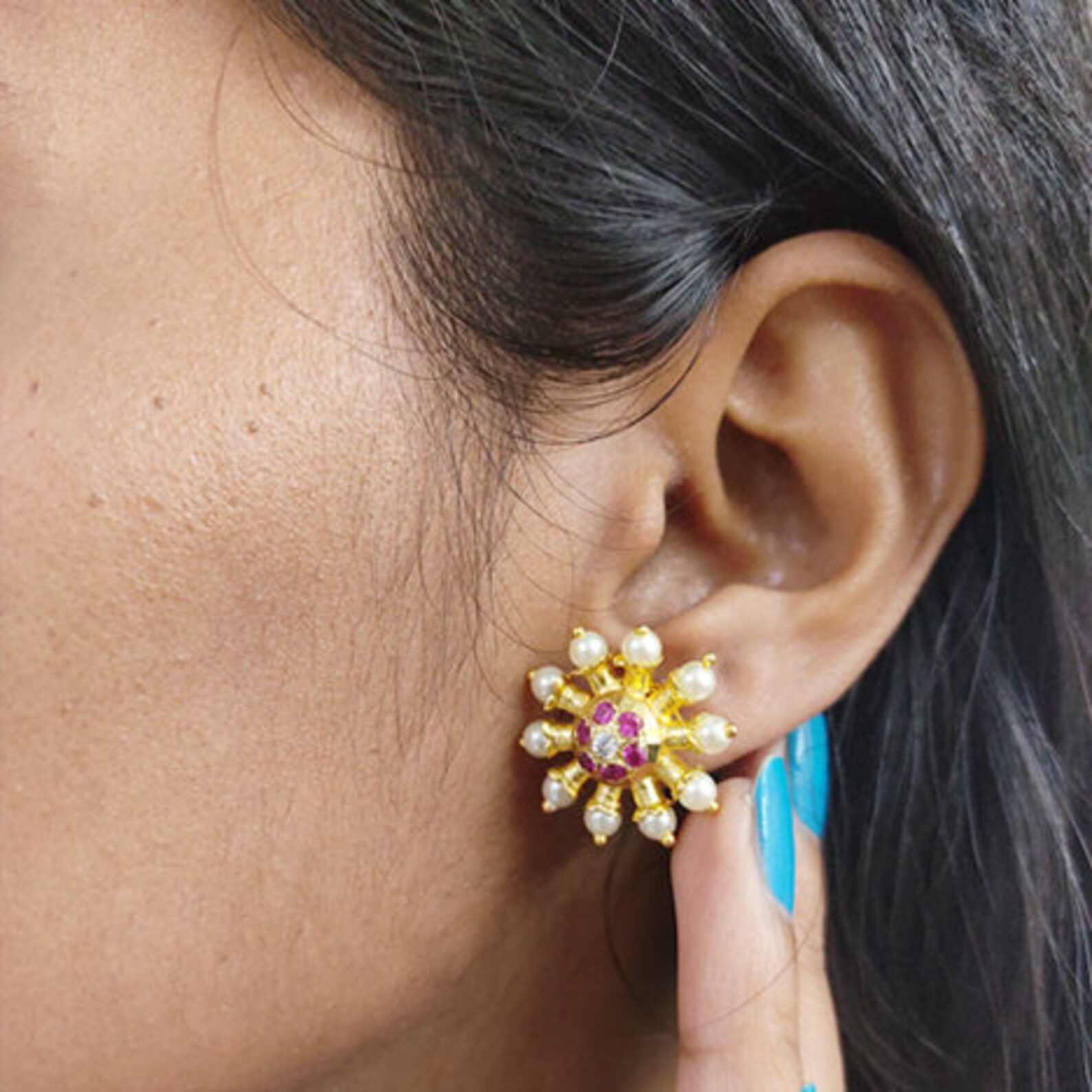 Pearl/moti Thushi Tops With Pink Stones Maharashtrian Style - Etsy