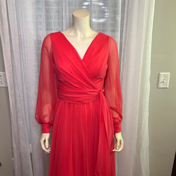1970’s Jack Bryan Peach Chiffon/nylon Gown - Gem