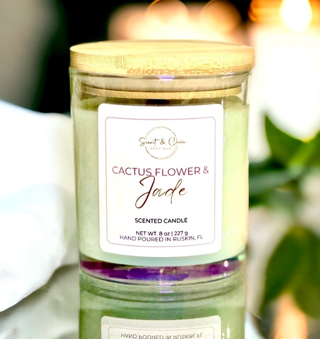 Cactus Flower & Jade Scented Candle Soy Blend Candle Earthy Scent ...