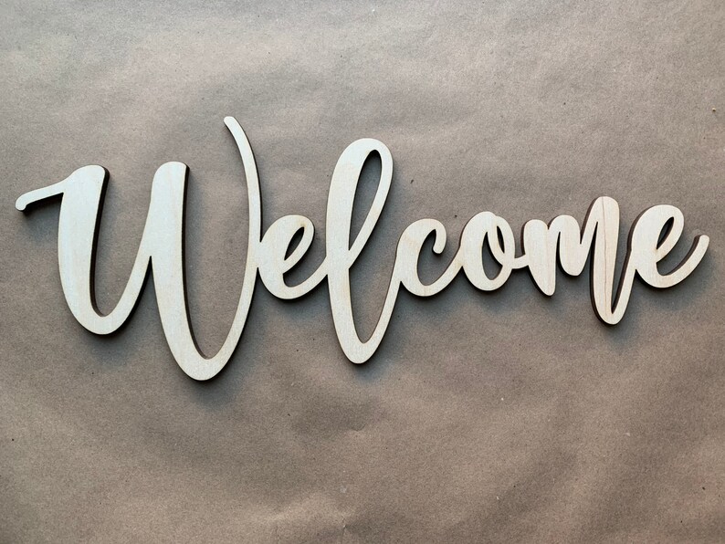 Welcome Wood Cutout-wreath Making-3 - Etsy