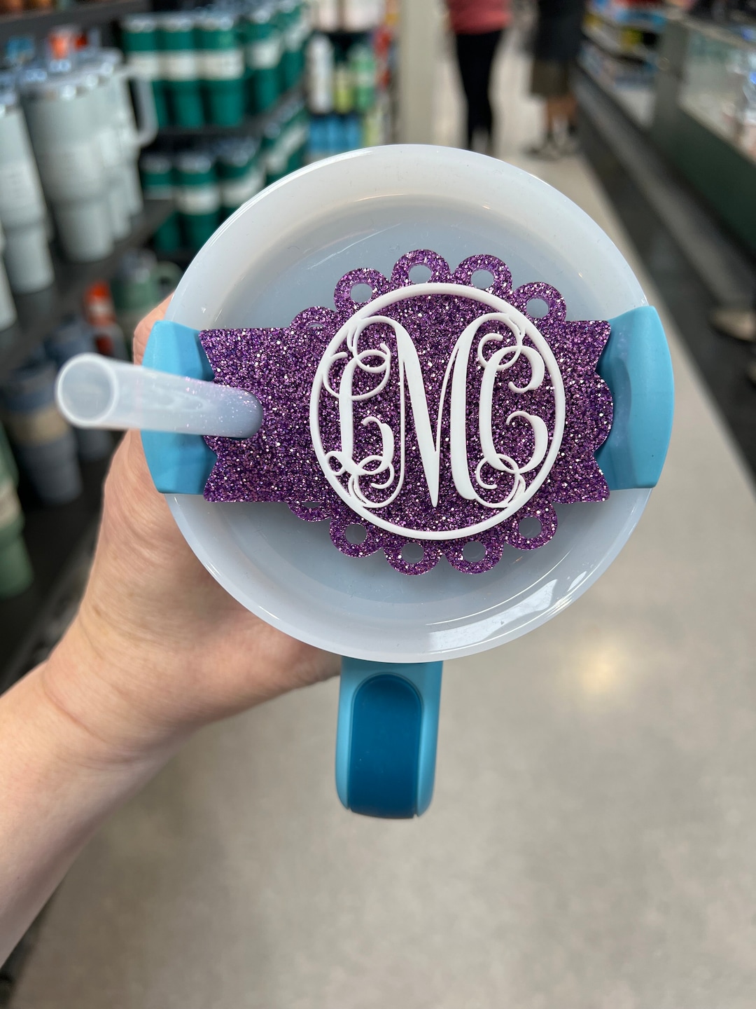 Scalloped Edge Monogram Cut Personalized Tumbler Name Tag, 40 Oz ...