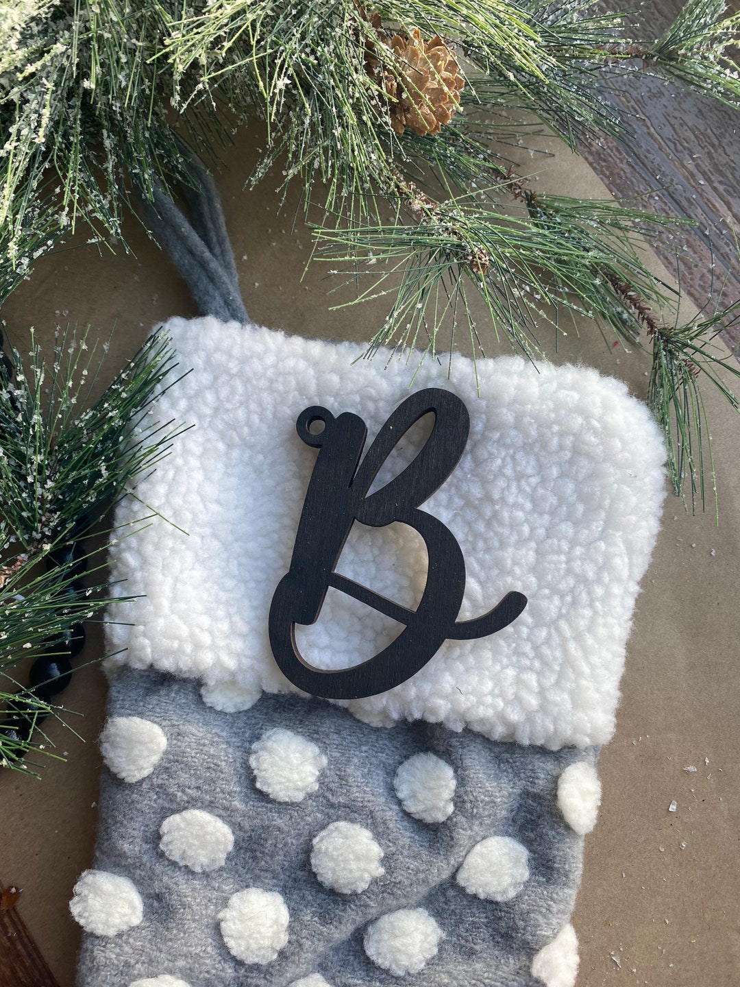 Monogram 1/4 Inch Thick Stocking Name Tag Laser Engraved Personalize ...