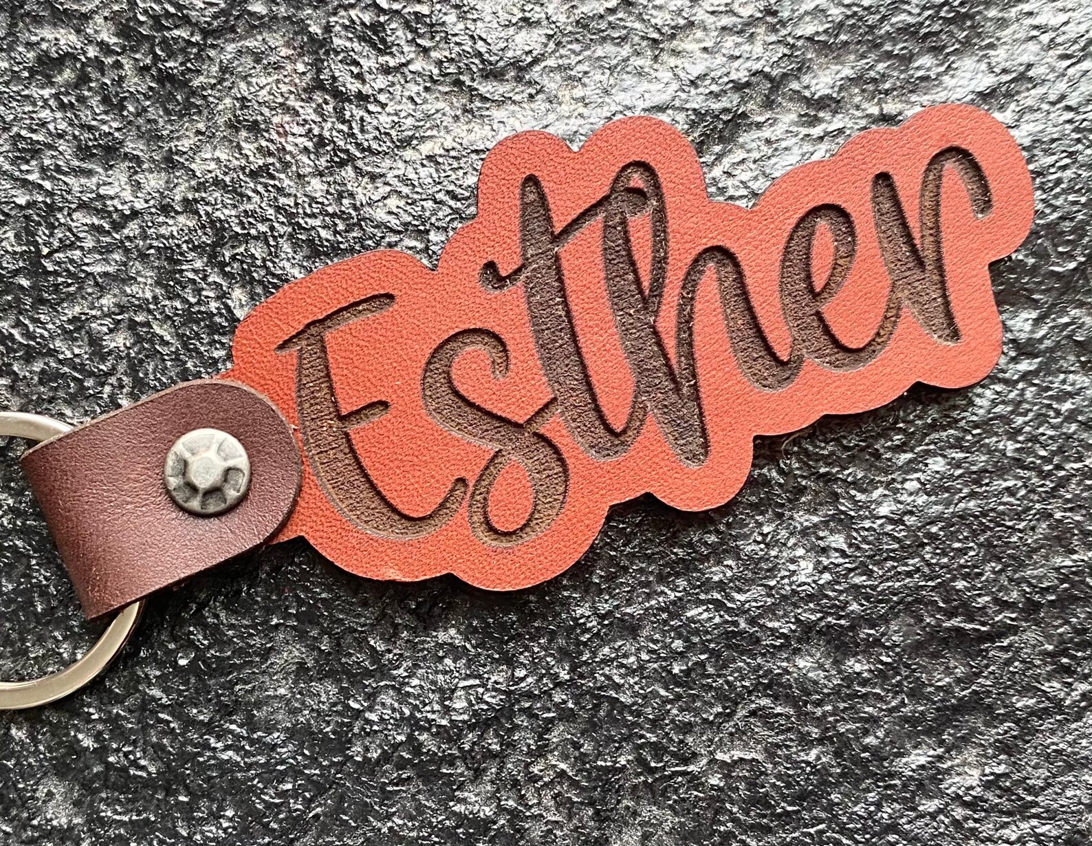 Large Leather Laser Engraved Personalized Keychain Great for - Etsy