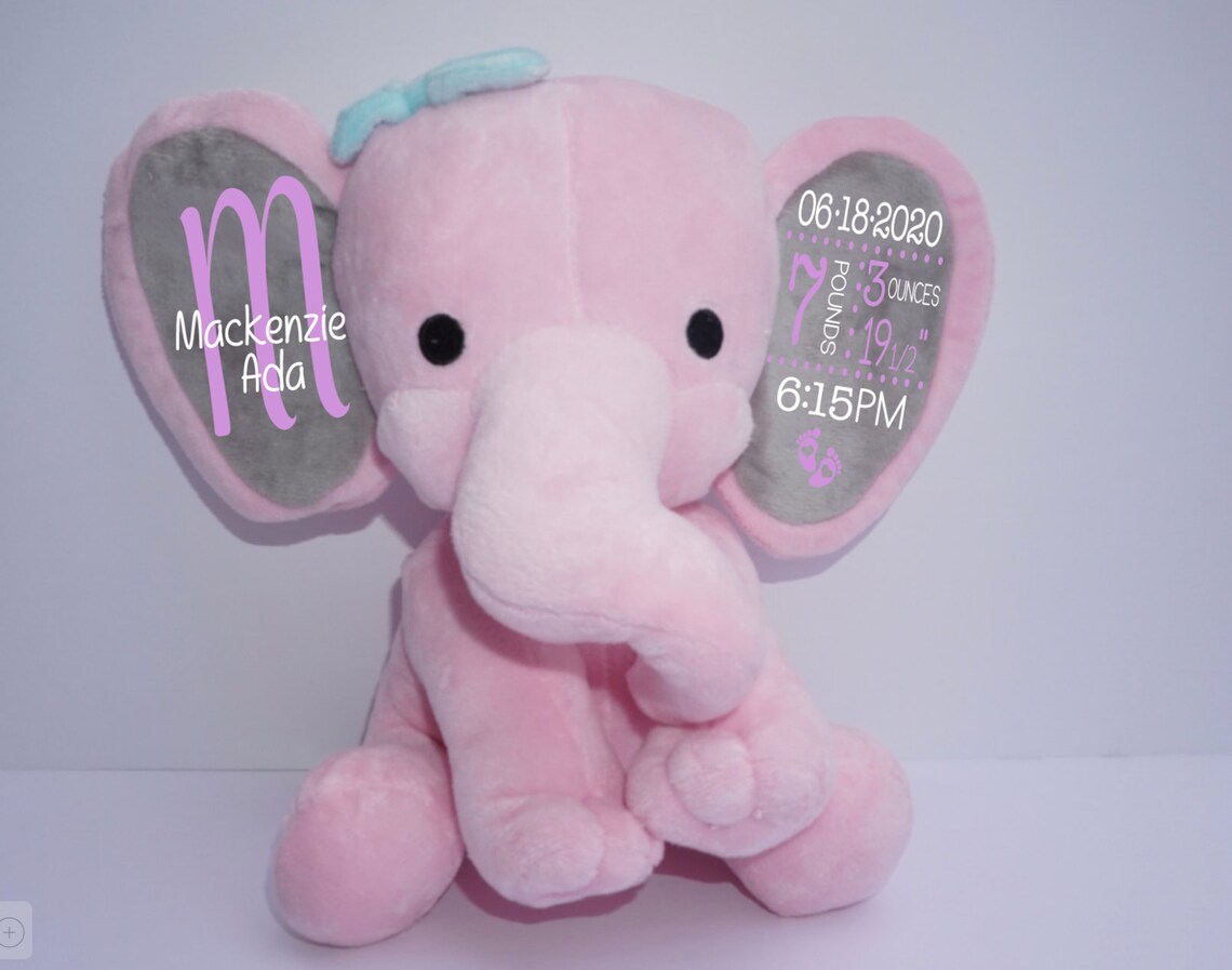 Birth Announcement Birth Stats Elephant Baby Gift | Etsy