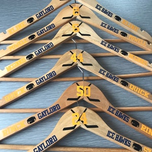 Personalized Sport Hanger: Custom Team Name & Number, Natural Wood - Etsy