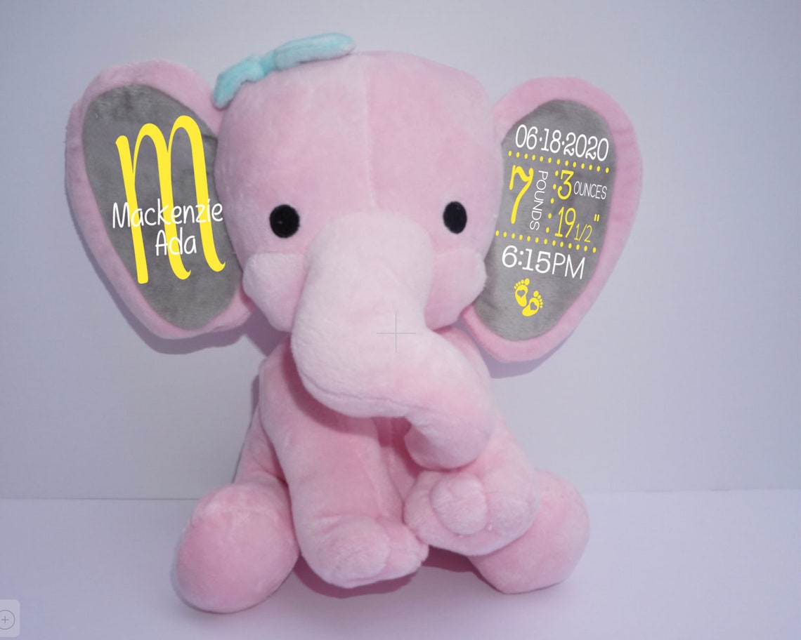 Birth Announcement Birth Stats Elephant Baby Gift | Etsy