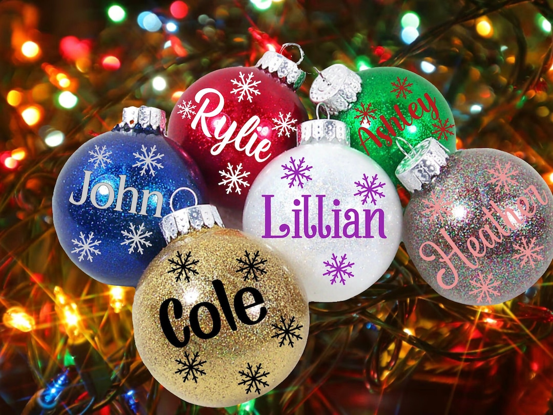 STANDARD SIZE, Personalized Glitter Christmas Bulb, Secret Santa ...