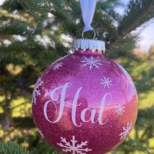 STANDARD SIZE, Personalized Glitter Christmas Bulb, Secret Santa ...