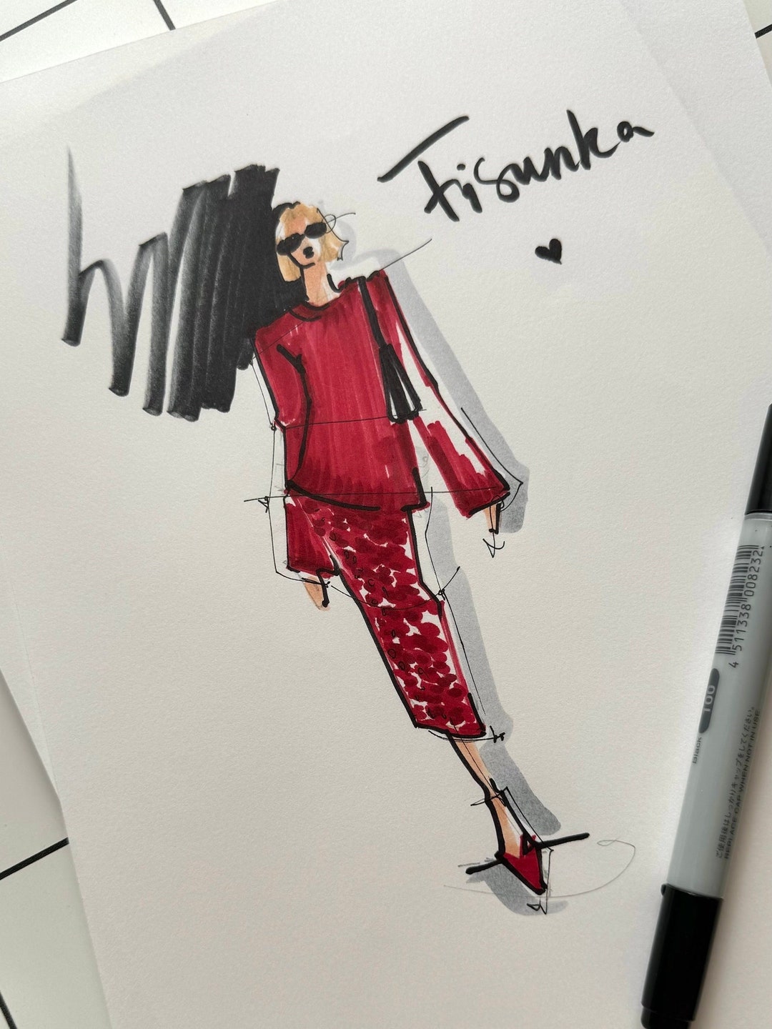 Custom Fashion Illustration Markers Sketch Artwork - Etsy