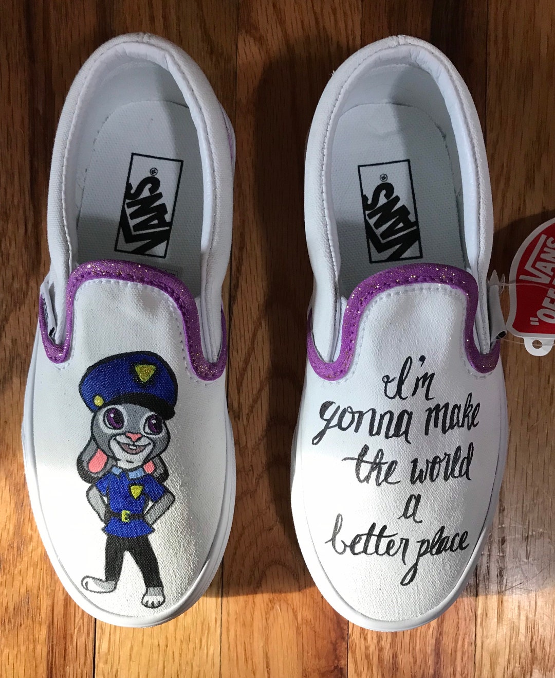 Hand Painted Disney Zootopia Judy Hopps Inspired Vans Slip Ons Size ...