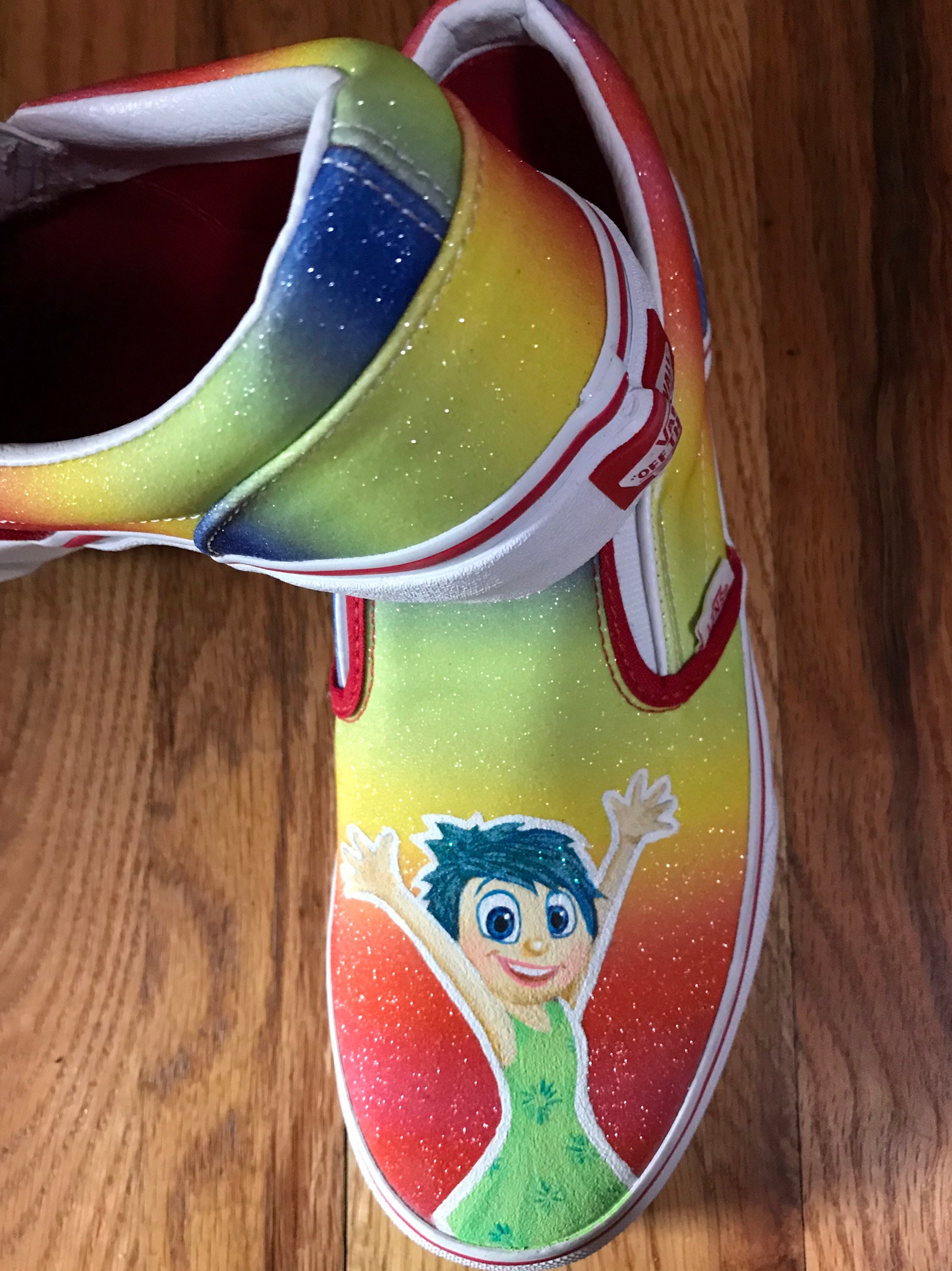 Vans Hand Painted Inside Out Joy Slip Ons Size Women’s 7 1/2 Disney ...