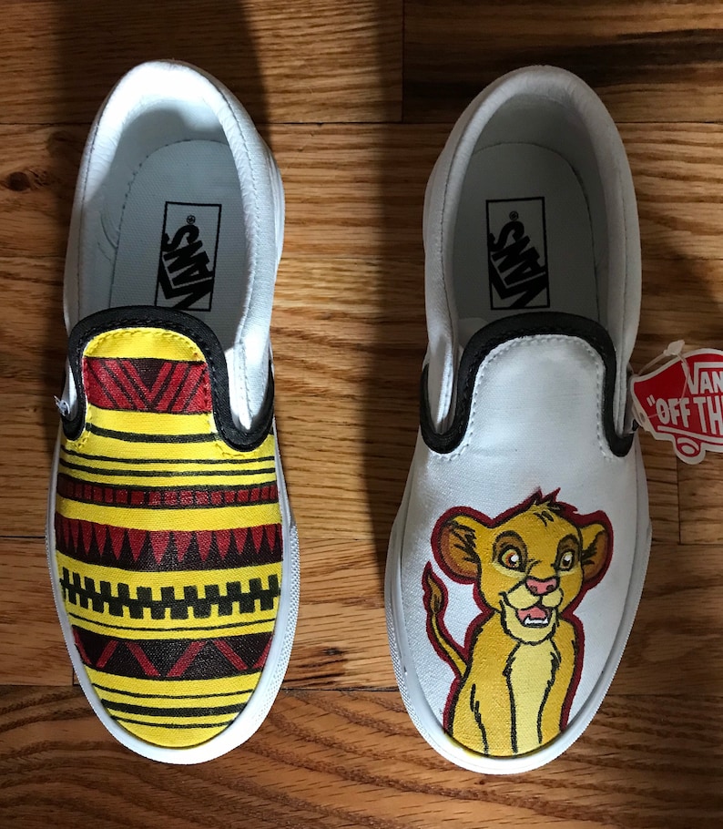 Lion King Disney Inspired Custom Hand Painted Vans Slip Ons Size 1 Kids ...