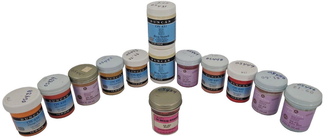 Vintage Duncan Ceramic Opaque Acrylics 11 2 Oz and 2 4 Oz Bottles Lot ...