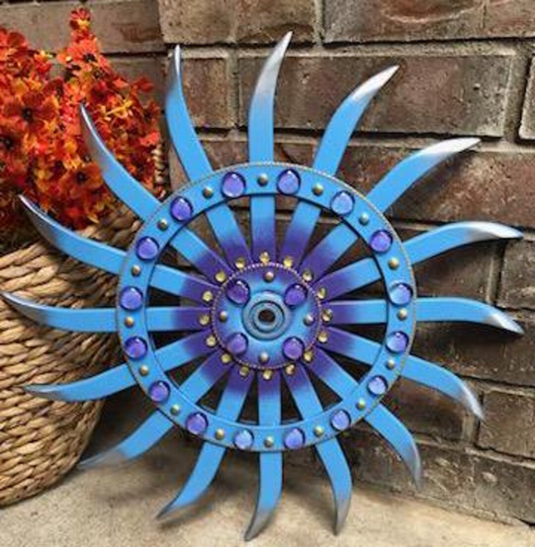 Metal Garden Art Vintage Rotary Farm Cultivator Wheel - Etsy