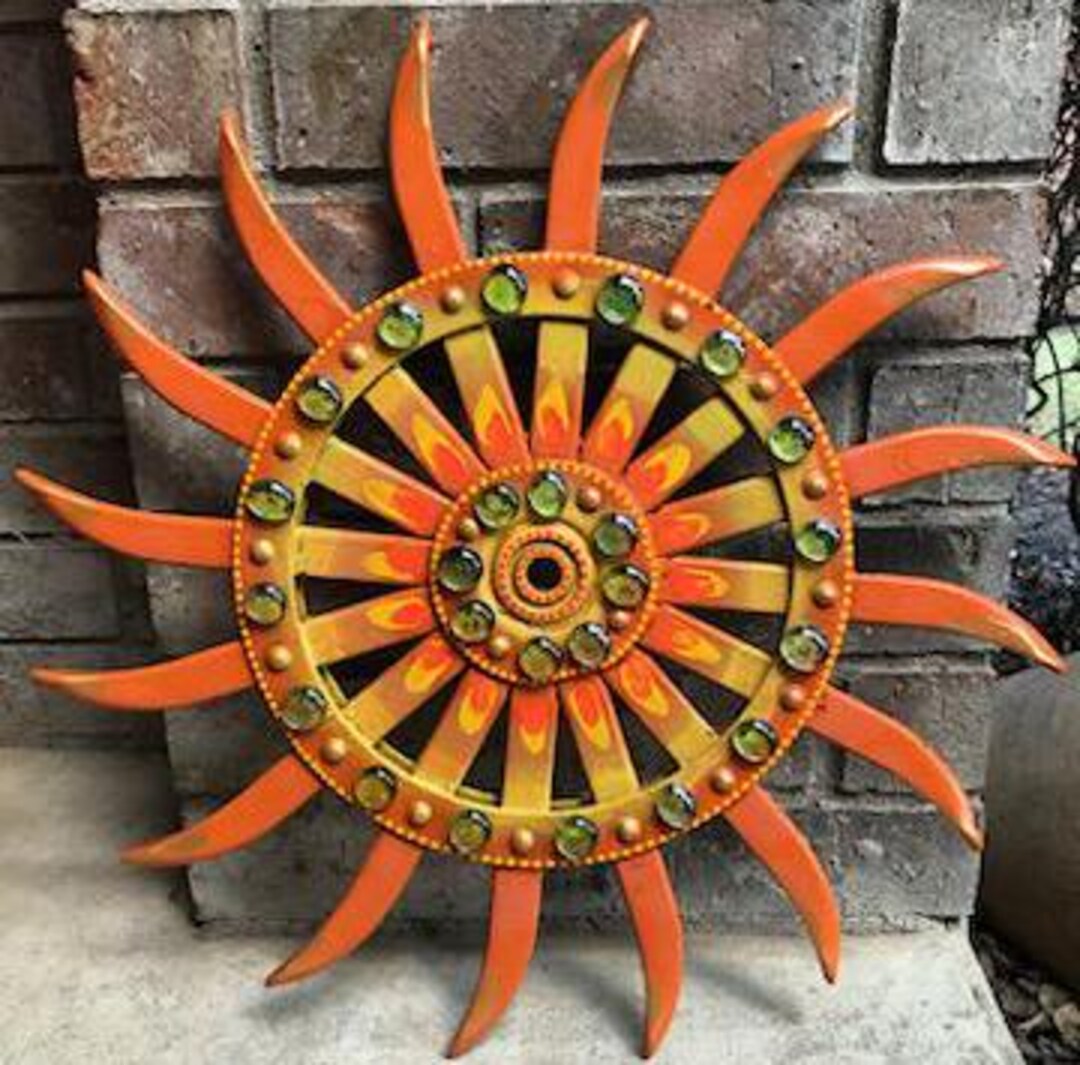 Garden Flower Art Vintage Rotary Farm Cultivator Wheel - Etsy