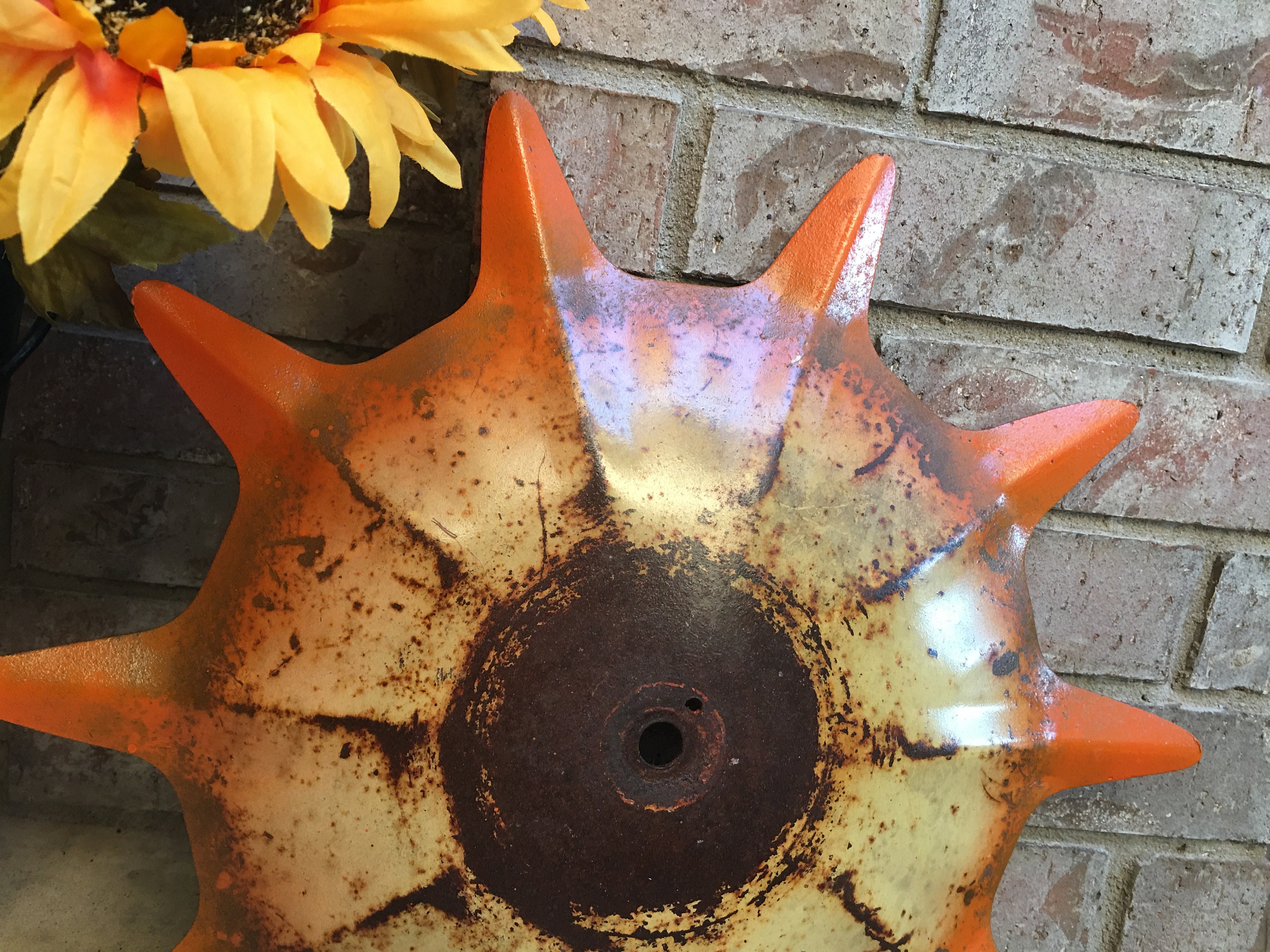 Garden Sunflower Art Vintage Rotary Farm Cultivator Wheel - Etsy