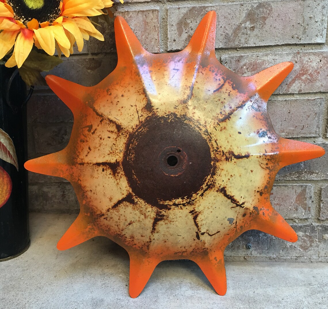 Garden Sunflower Art Vintage Rotary Farm Cultivator Wheel - Etsy