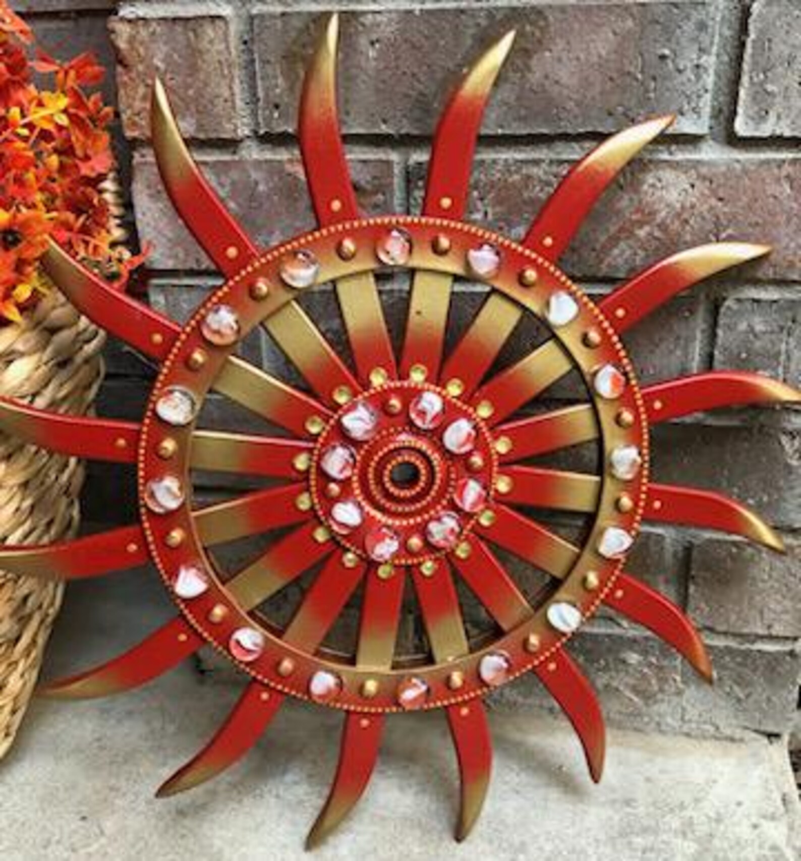 Metal Garden Art Vintage Rotary Farm Cultivator Wheel - Etsy