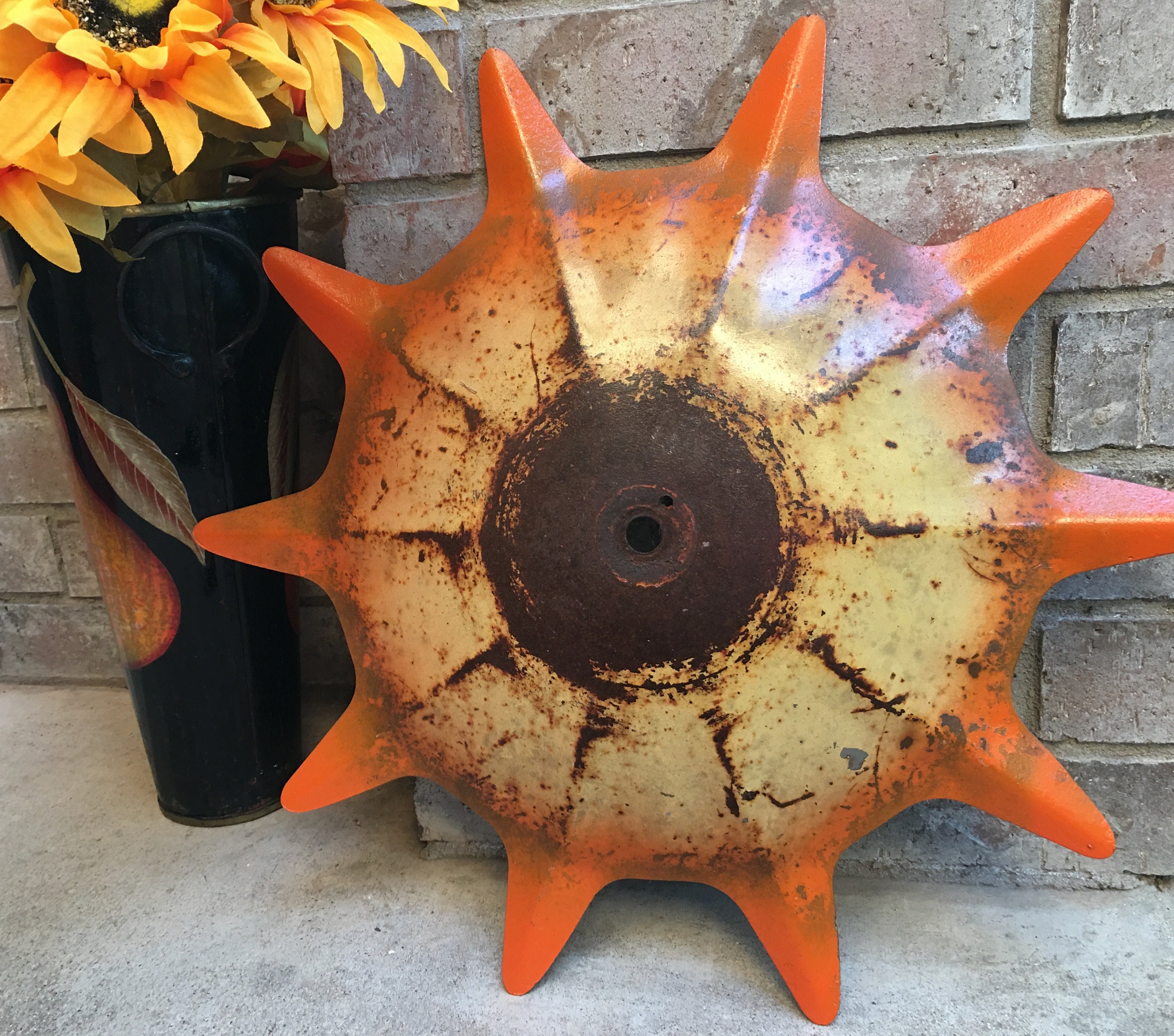 Garden Sunflower Art Vintage Rotary Farm Cultivator Wheel - Etsy