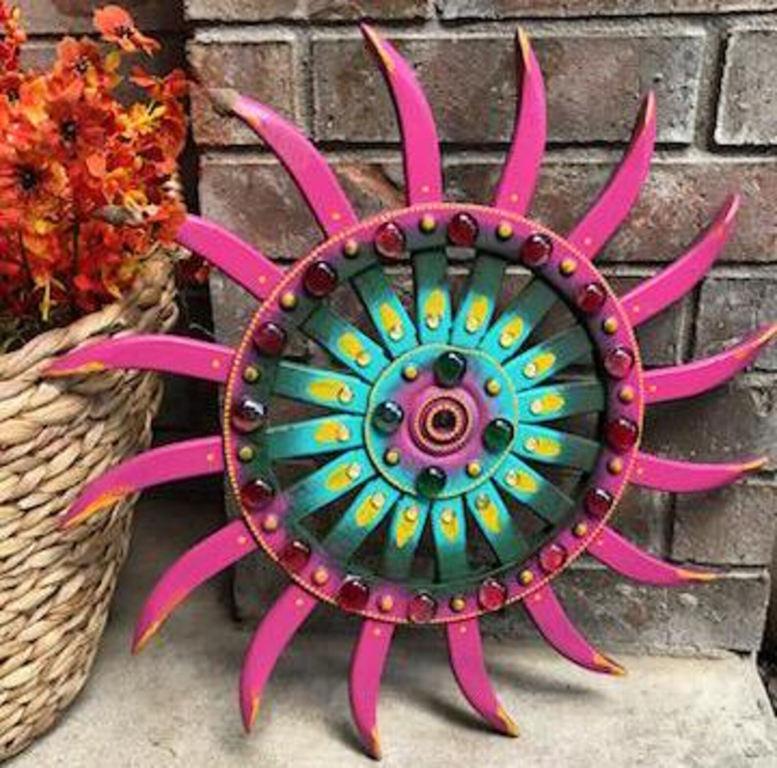 Metal Garden Art Vintage Rotary Farm Cultivator Wheel - Etsy