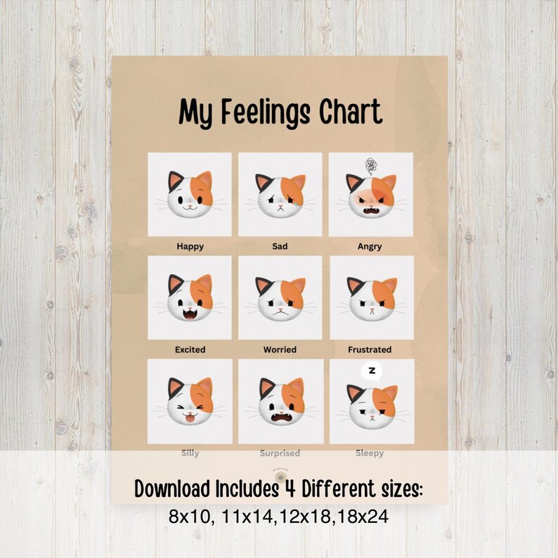 Printable Animal Feelings Chart for Toddlers, Montessori Poster ...