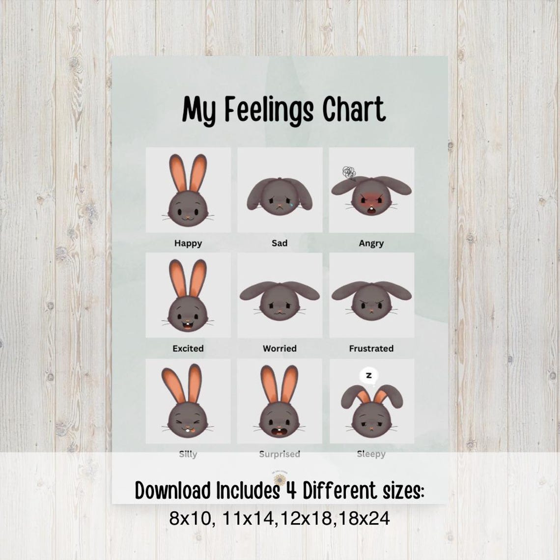 Printable Animal Feelings Chart for Toddlers, Montessori Poster ...