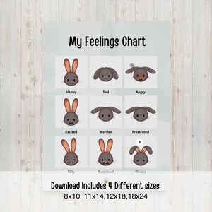 Printable Animal Feelings Chart for Toddlers, Montessori Poster ...