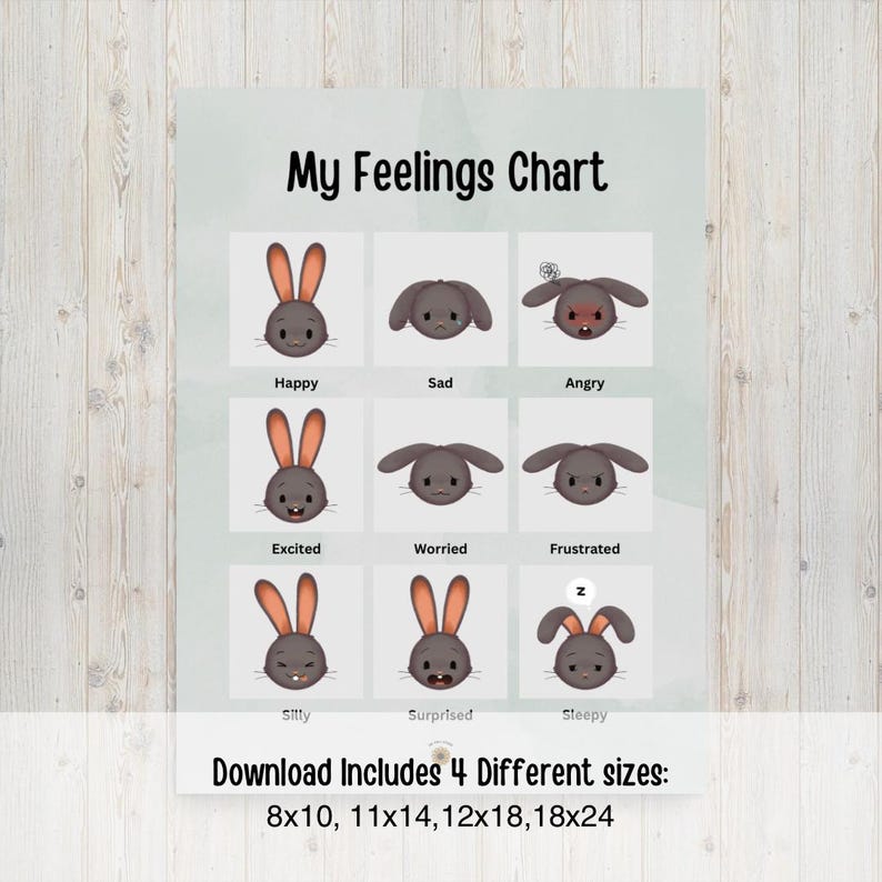 Printable Animal Feelings Chart for Toddlers, Montessori Poster ...