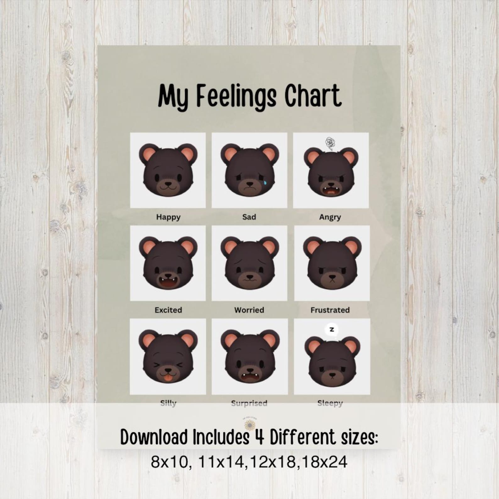 Printable Animal Feelings Chart for Toddlers, Montessori Poster ...