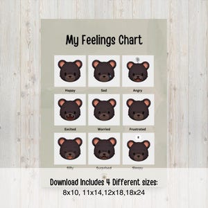 Printable Animal Feelings Chart for Toddlers, Montessori Poster ...