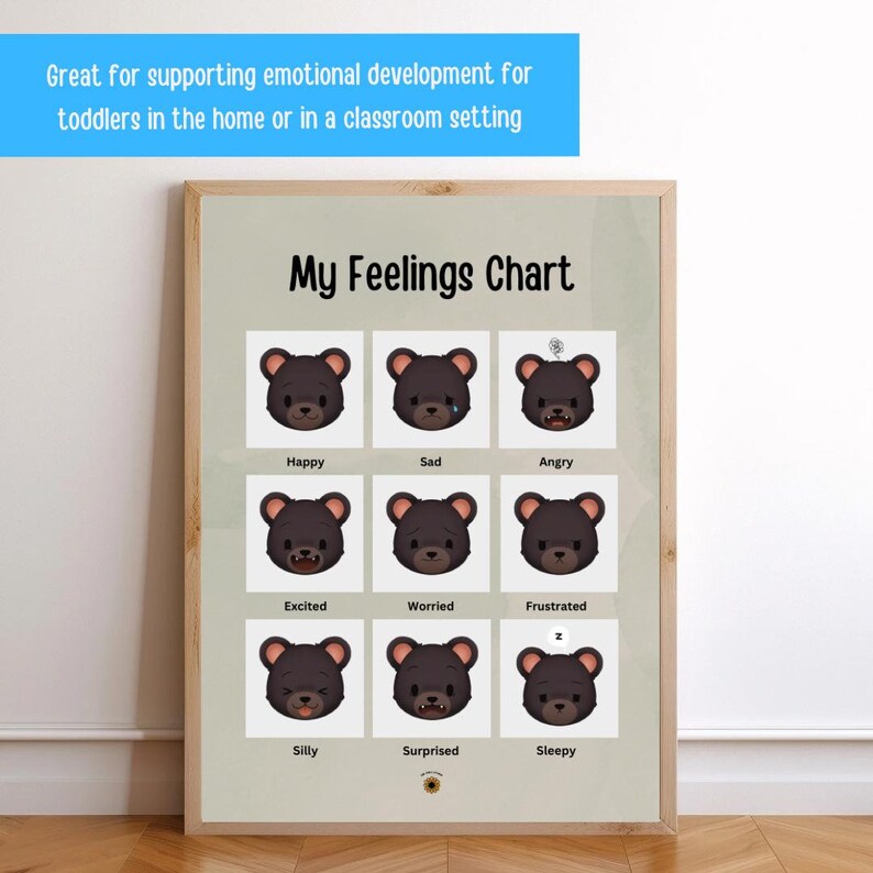 Printable Animal Feelings Chart for Toddlers, Montessori Poster ...