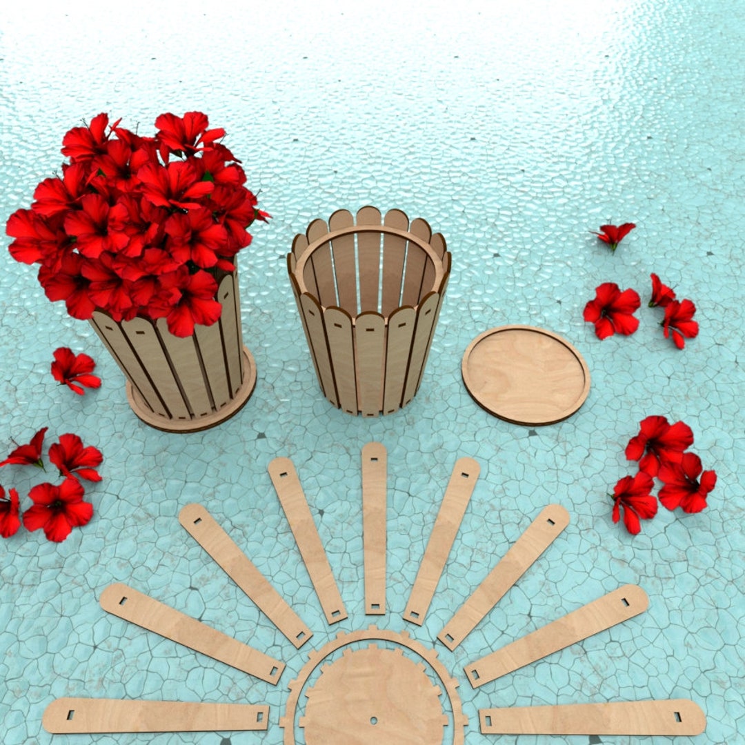 Flower Pot Laser Cut File - Etsy