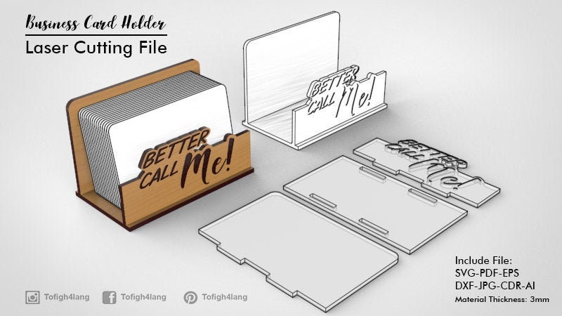 Business Card Holder Laser Cut File - Etsy Canada