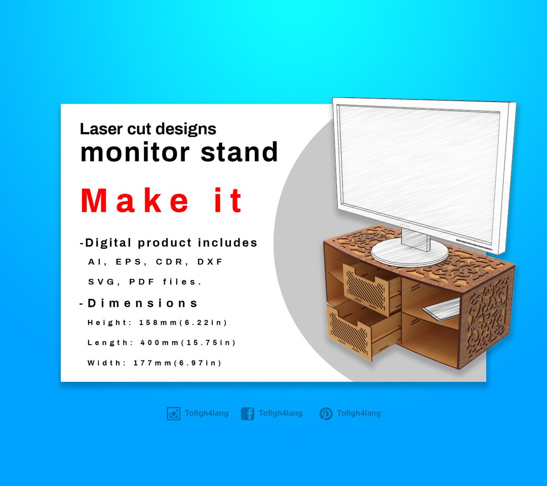 Monitor Stand Laser Cut File - Etsy