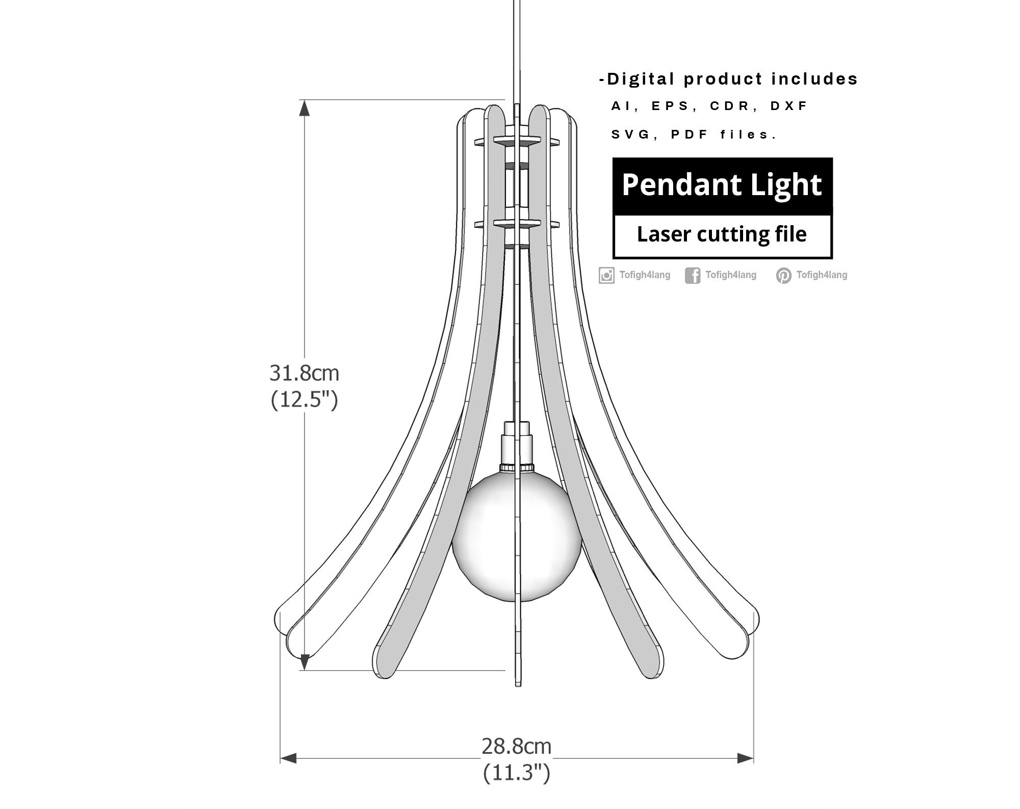 Pendant Light Laser Cut File - Etsy