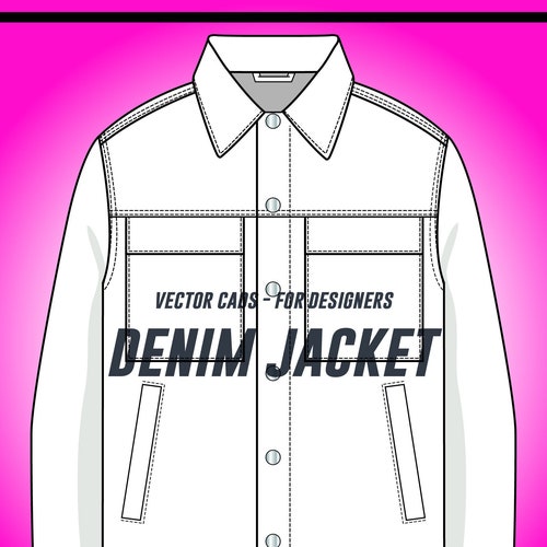 Vector Denim Jacket SVG Flat Sketch for Adobe Illustrator | Etsy