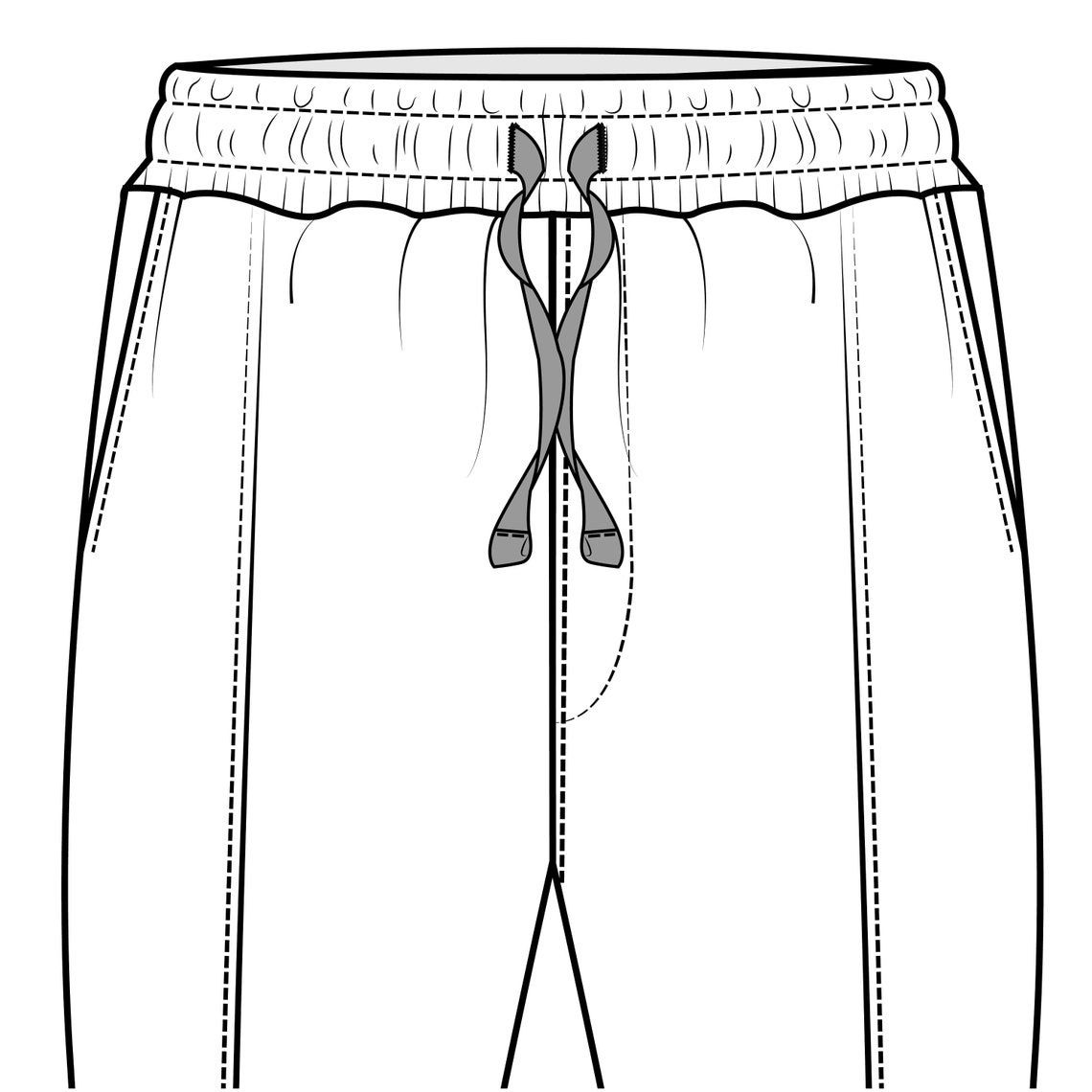 Vector Relaxed Pant, Baggy Bottoms, Flat Sketch, for Adobe Illustrator ...