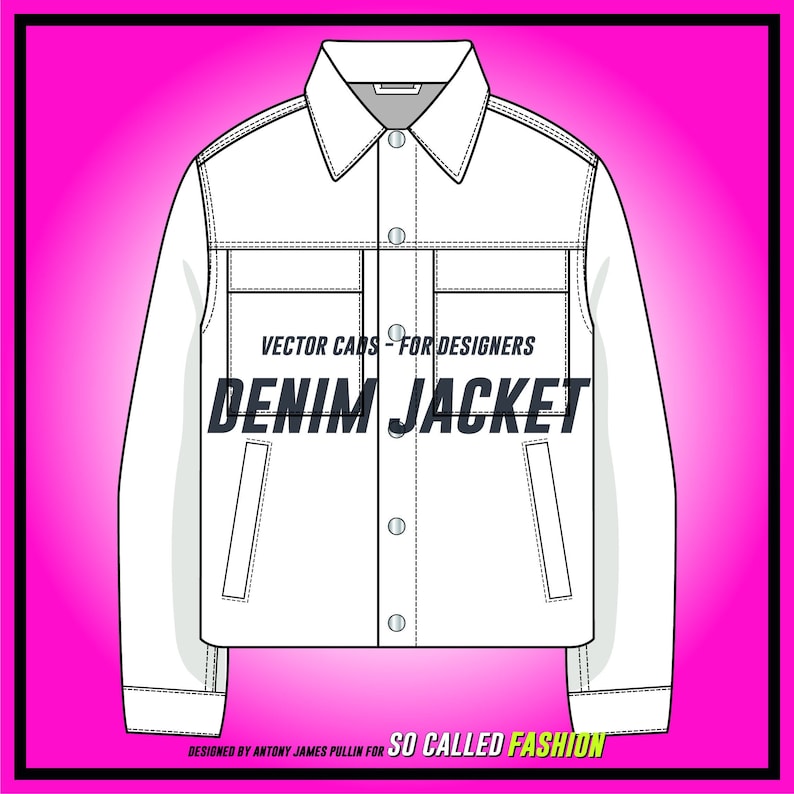 Vector Denim Jacket, Flat Sketch, for Adobe Illustrator Western Jacket ...