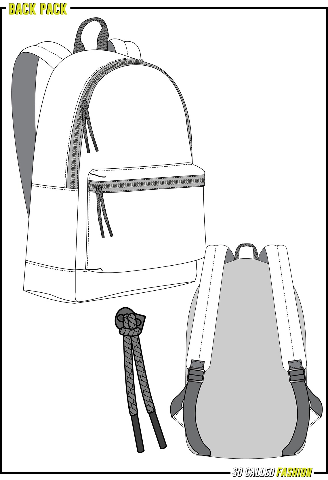 Vector Backpack, SVG, Flat Sketch, for Adobe Illustrator, Bag, Shoulder ...